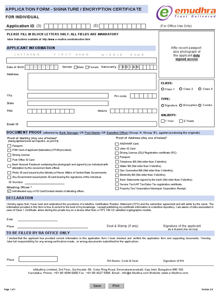 Application for an Individual Signature/Encryption Certificate | PDF ...
