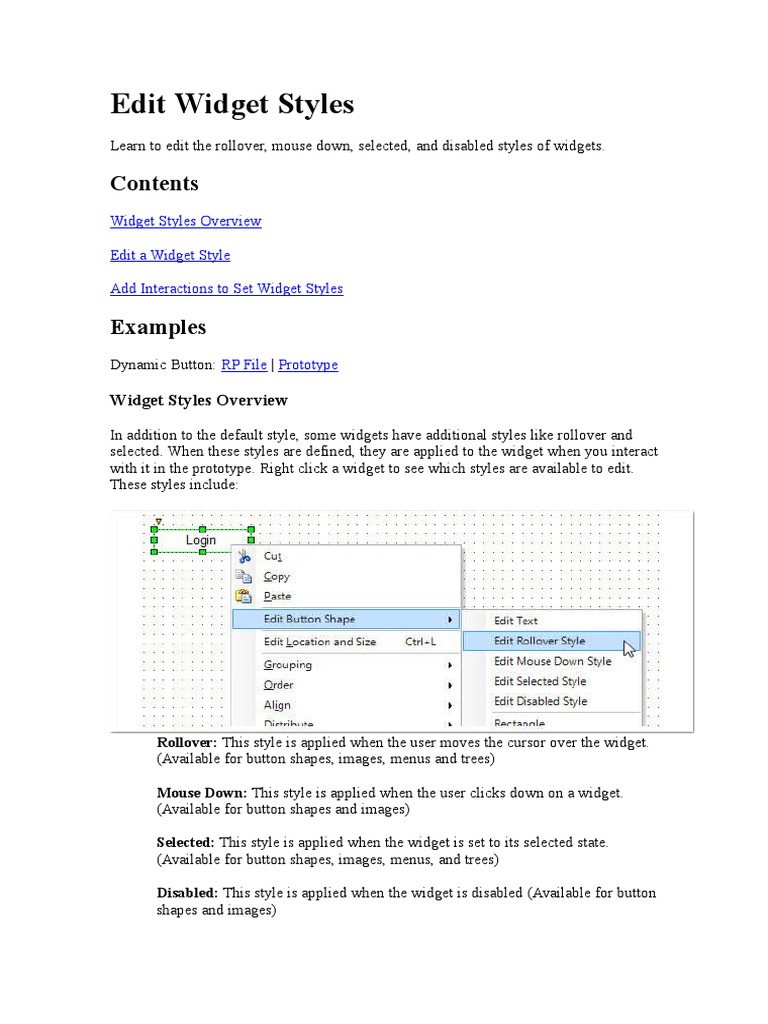 Customizing Widget Styles: A Guide to Editing Rollover, Mouse Down ...