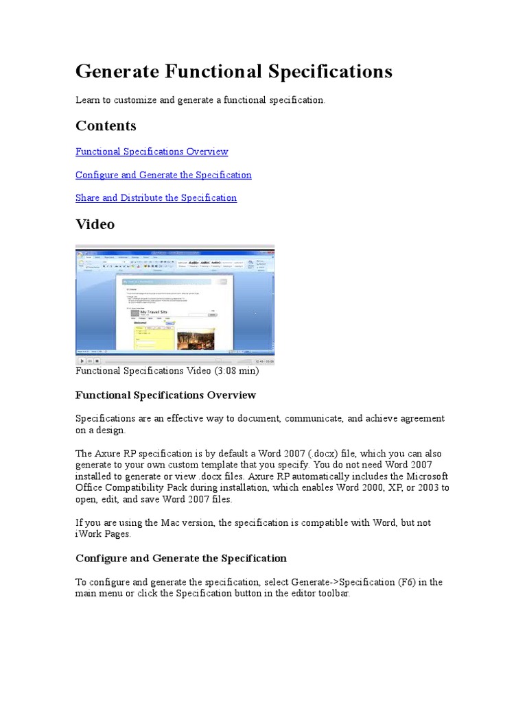 Generate Functional Specifications | PDF | Microsoft Word ...
