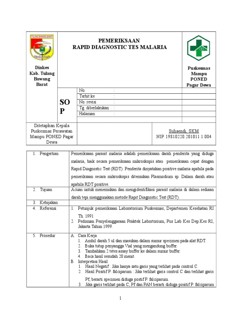 RDT Malaria | PDF