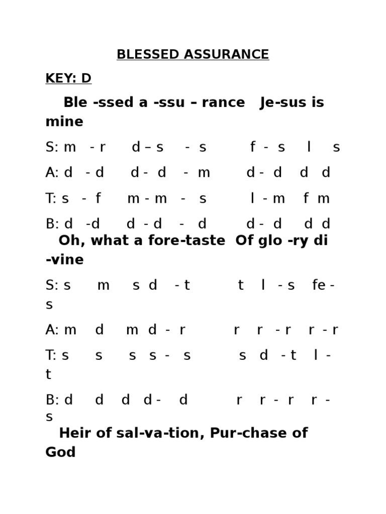 Blessed Assurance Key: D | PDF