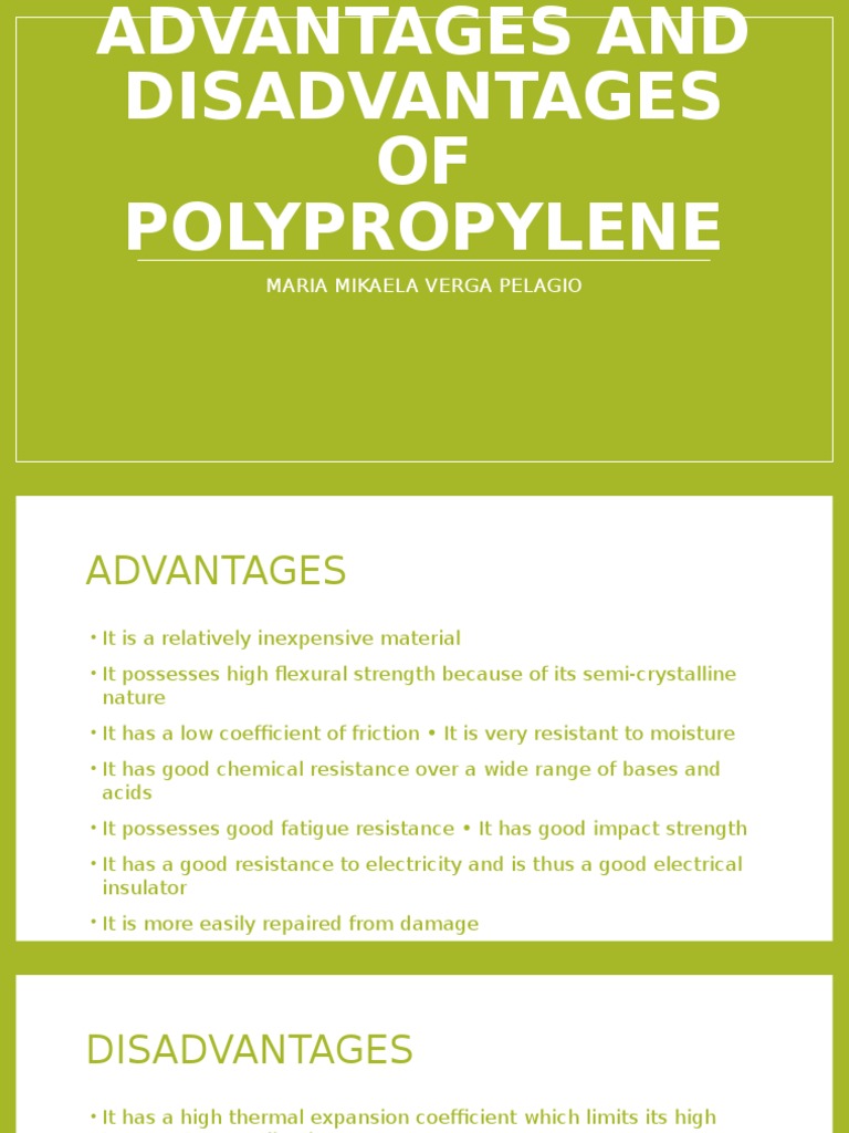 Advantages and Disadvantages of Polypropylene | PDF
