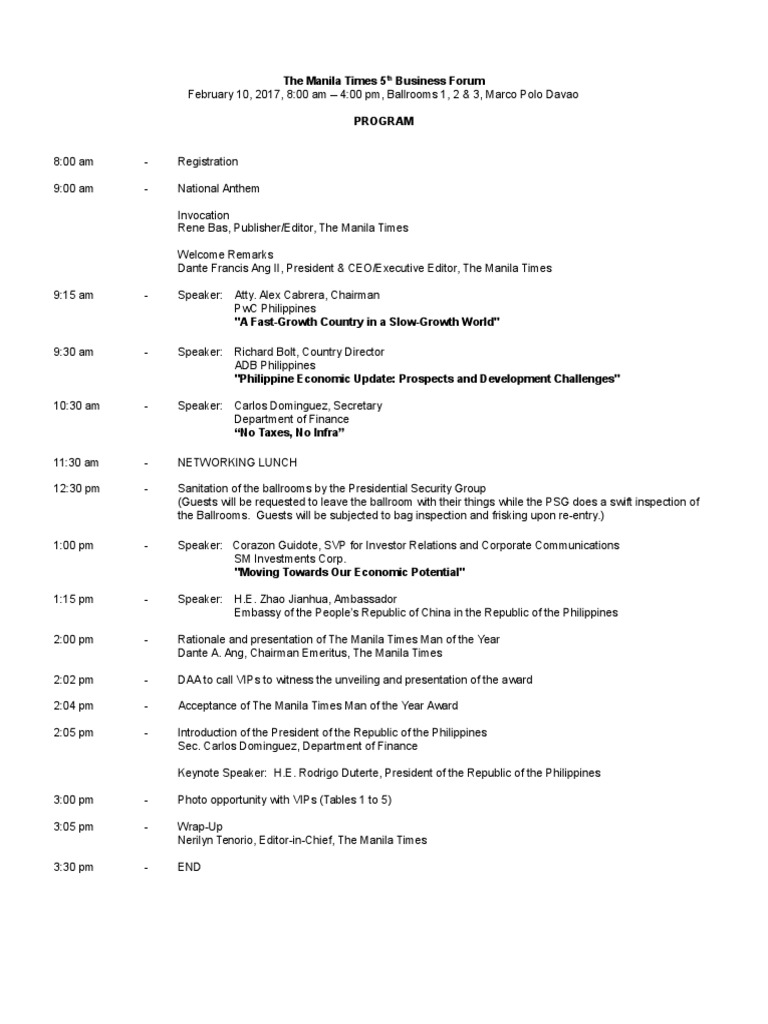 TMT 5th Business Forum Program (FINAL) | PDF
