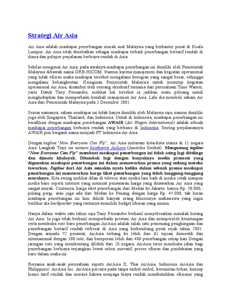 Strategi Air Asia | PDF | Bisnis