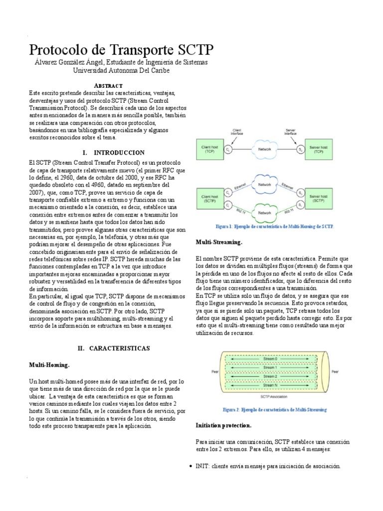Paper Protocolo SCTP | PDF | Protocolo de Control de Transmisión | Transmisión de datos