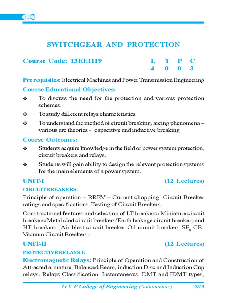 Switchgear Protection Pdf Pdf Electric Power System Relay
