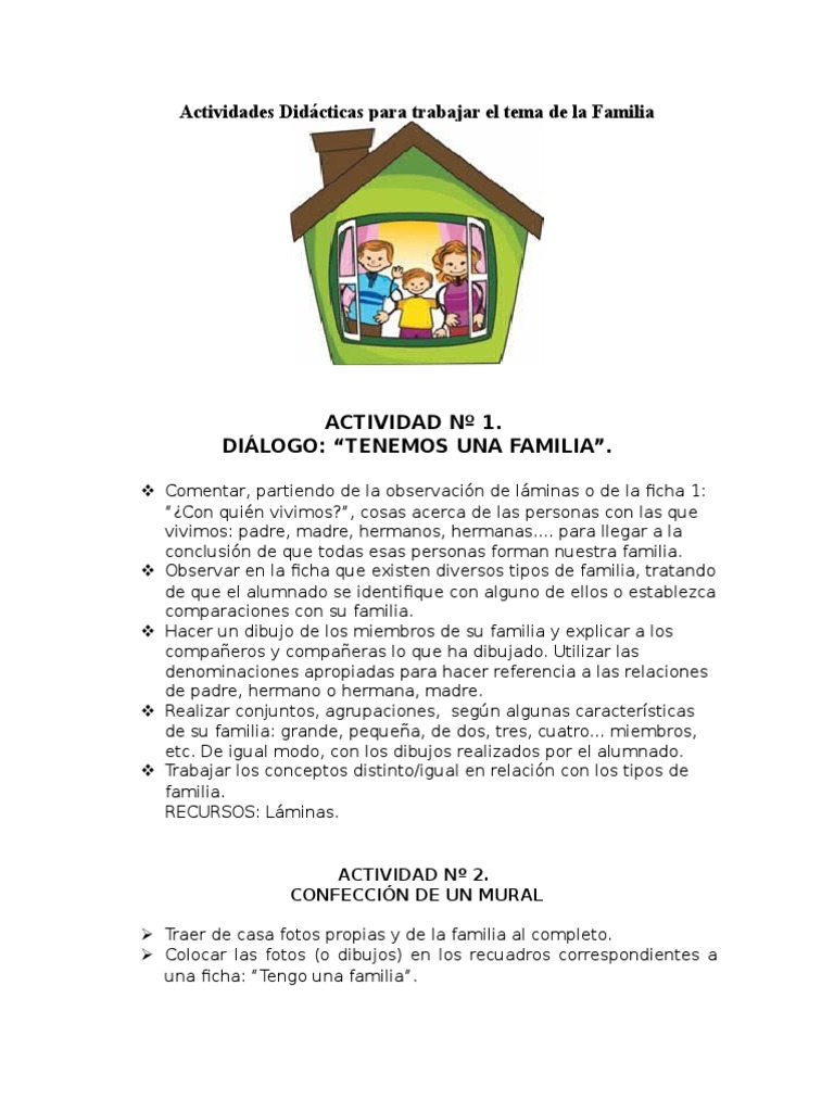 Actividades Didácticas para Trabajar El Tema de La Familia | PDF ...