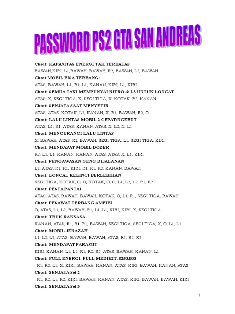 Password Ps2 Gta San Andreas | PDF