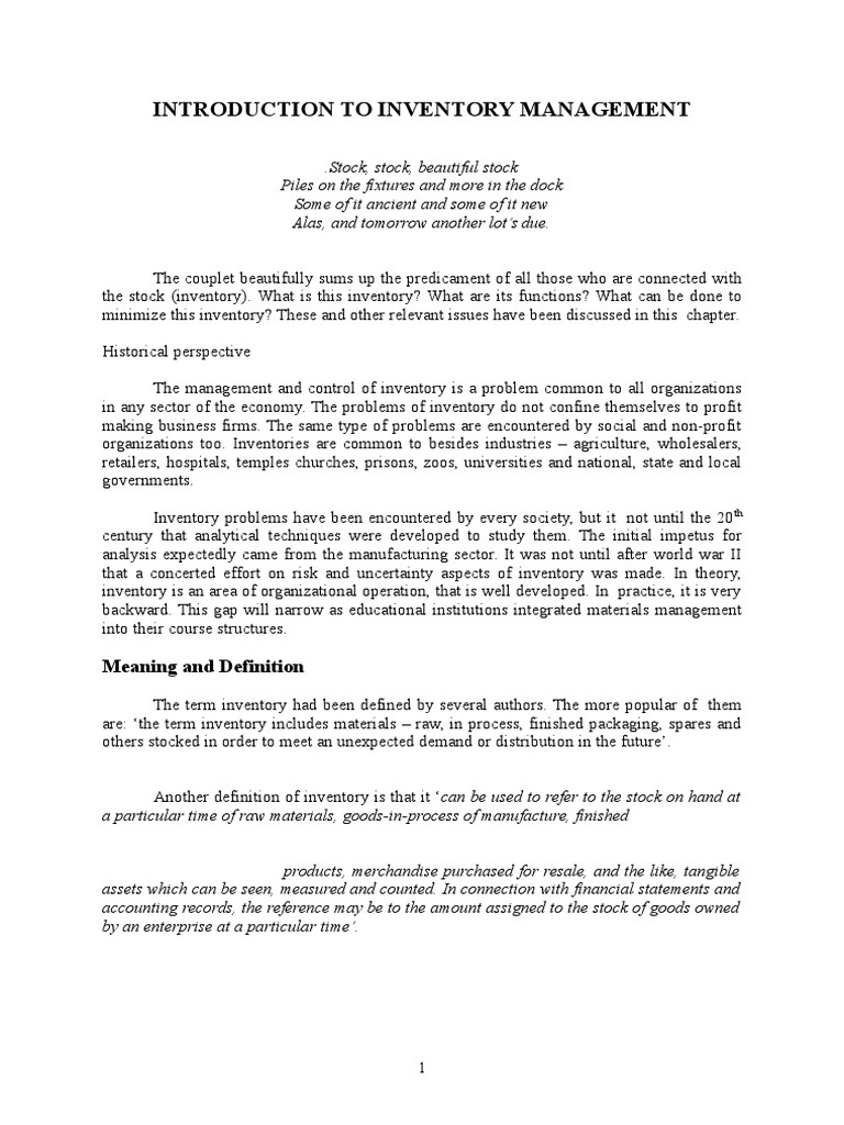 Inventory Management and Economic Order Quantity | PDF | Inventory ...