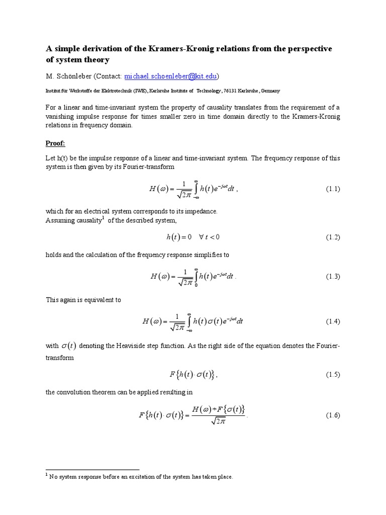 Derivation Kramers Kronig Pdf Fourier Transform Convolution