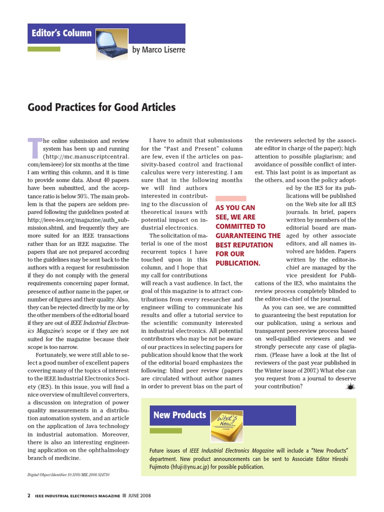 Good Practices For Good Articles | PDF | Institute Of Electrical And ...
