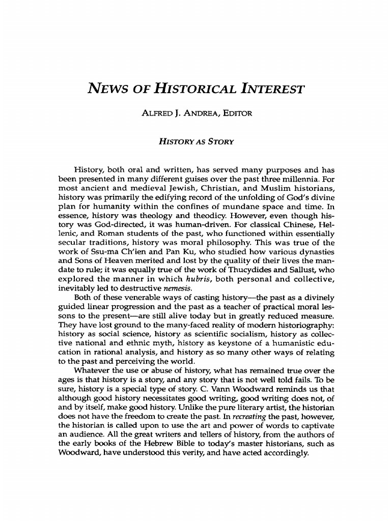 Interest: Historical | PDF | Historian | Storytelling