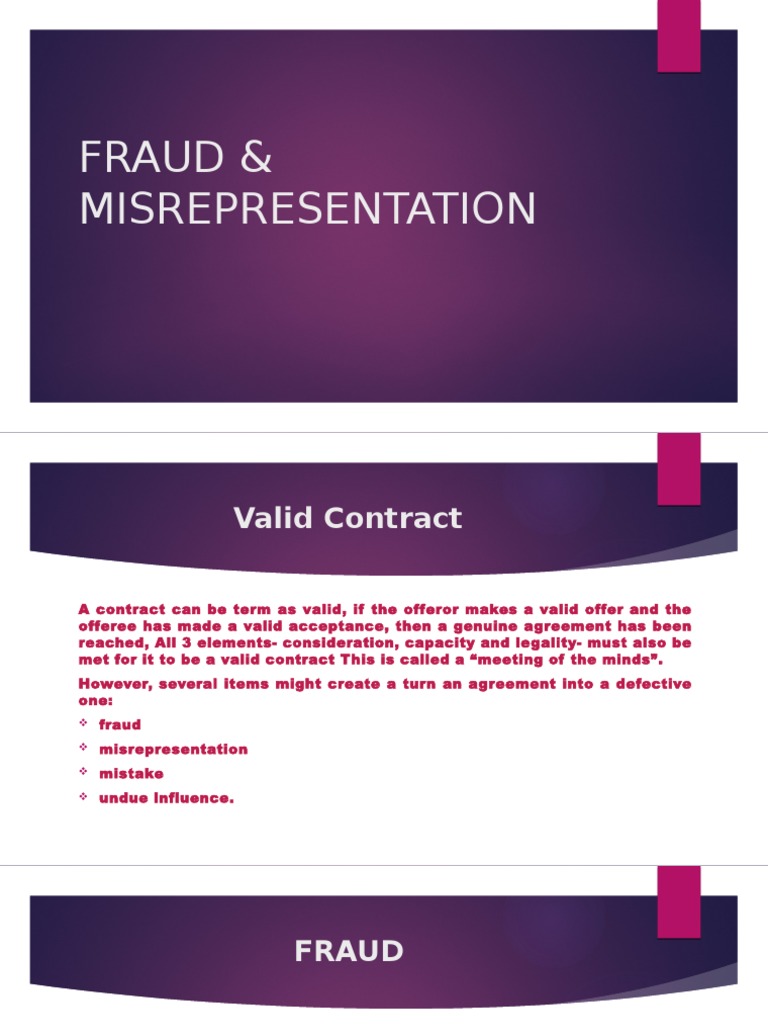 Fraud & Misrepresentation | PDF | Misrepresentation | Fraud