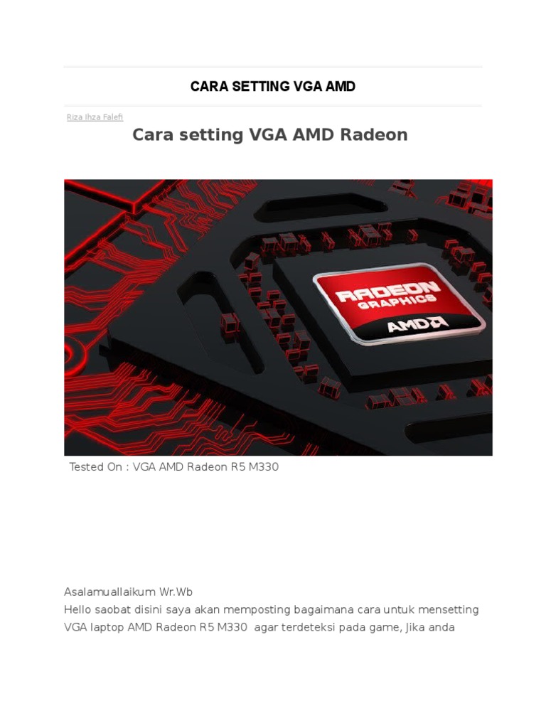 Setting VGA AMD R5 M330 untuk Game | PDF