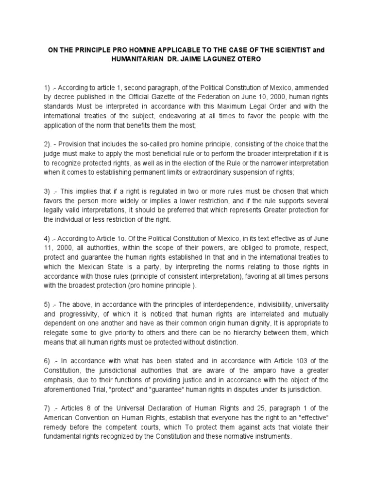 Pro Homine Principle in Mexican Law | PDF | Treaty | Human Rights