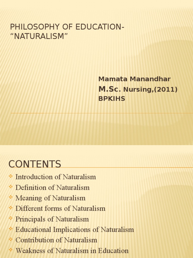 Naturalism | PDF | Naturalism (Philosophy) | Teachers
