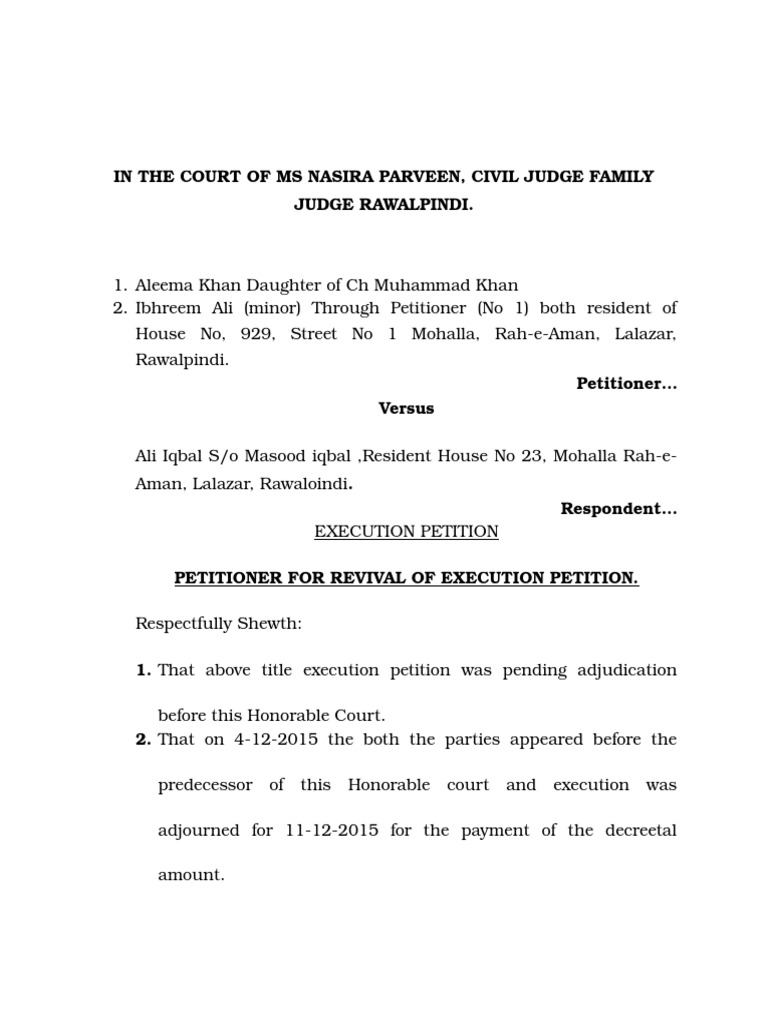 Execution Petition Applicationasdf | PDF