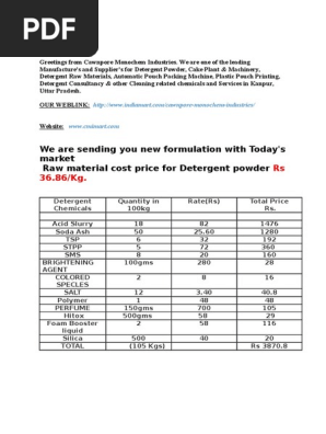 Detergent Powder Formulation PDF Sodium Hydroxide Detergent