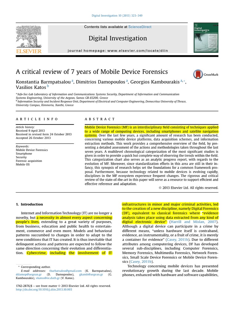 A Critical Review of the Evolution of Mobile Device Forensics Over the ...