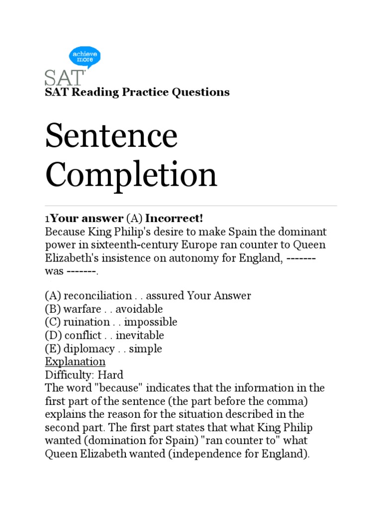 SAT Reading Practice Questions | PDF | Storytelling