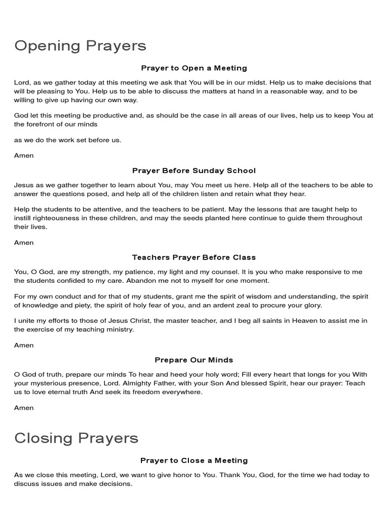 Opening Prayers | PDF
