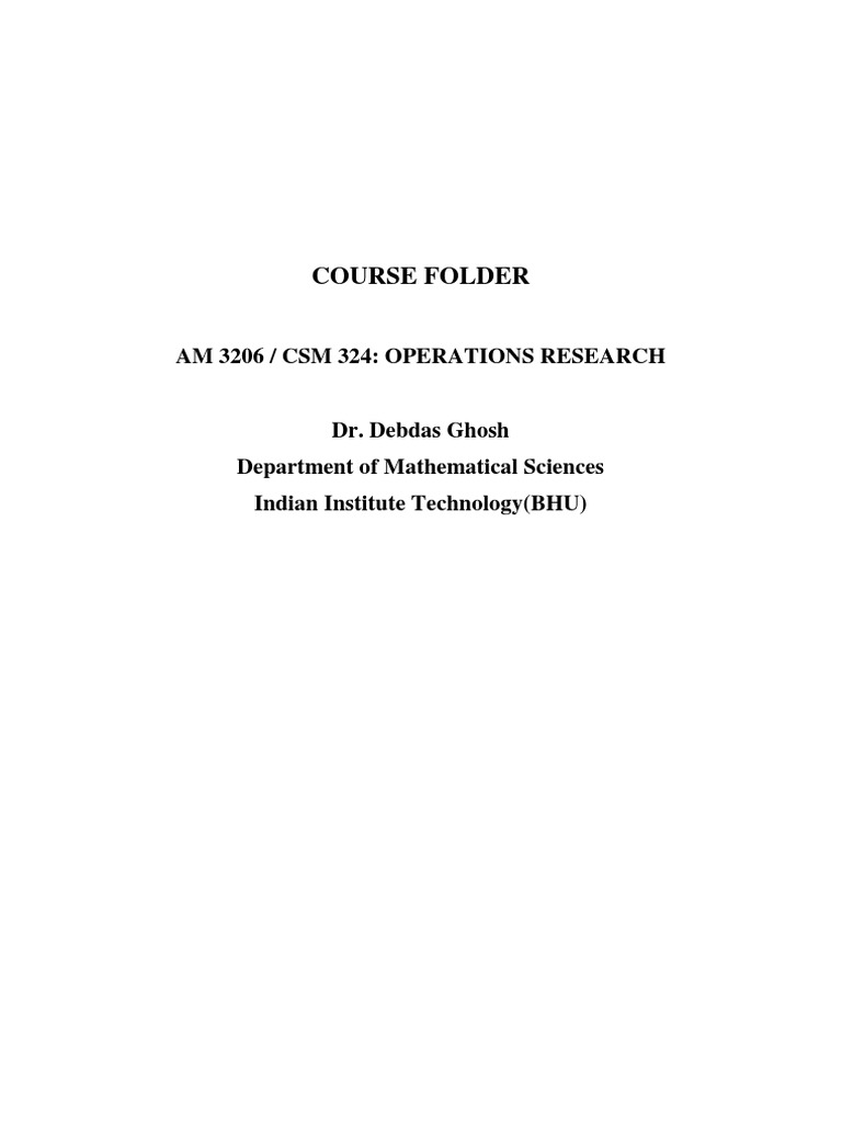 Operations Research Course Overview | PDF | Linear Programming ...