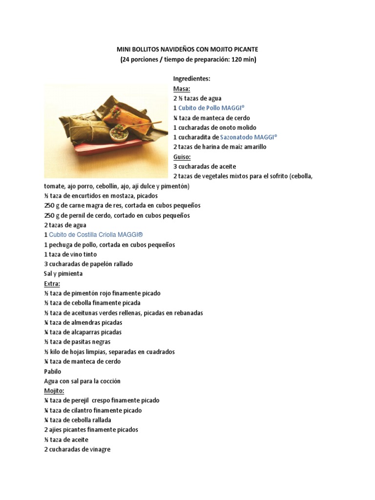 Mini Bollitos Navideños Con Mojito Picante | PDF | Pimenton | Caldo