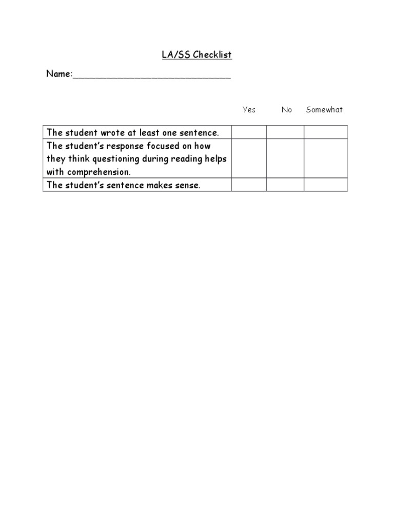 Checklist La Ss | PDF