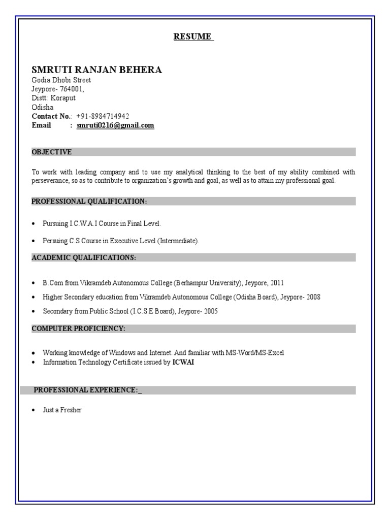 Ranjan CV | PDF | Cognition | Behavior Modification