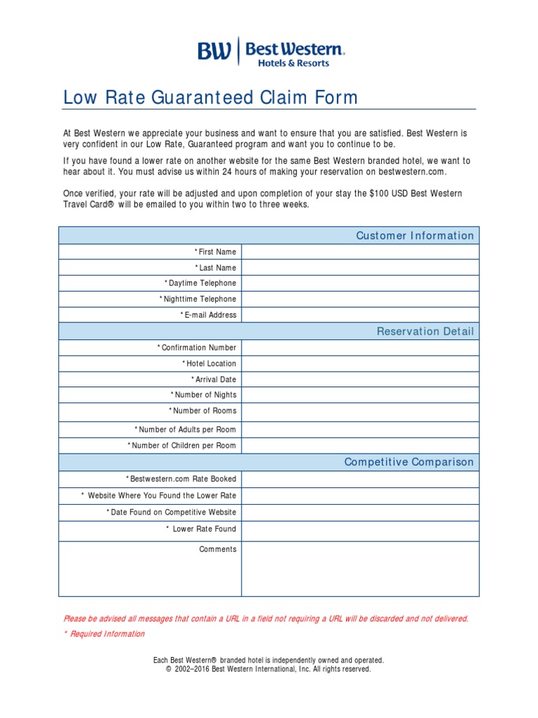 Low Rate Guarantee Claim Form | PDF