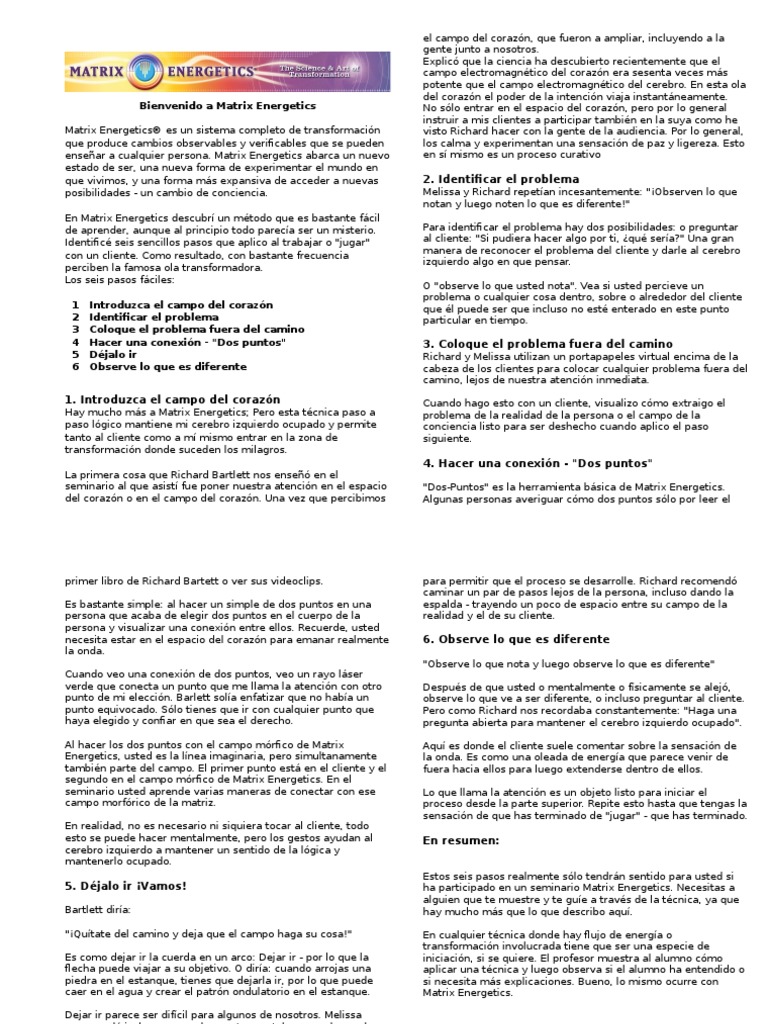 Matrix Energetics 6-Steps | PDF | Cerebro | Espacio