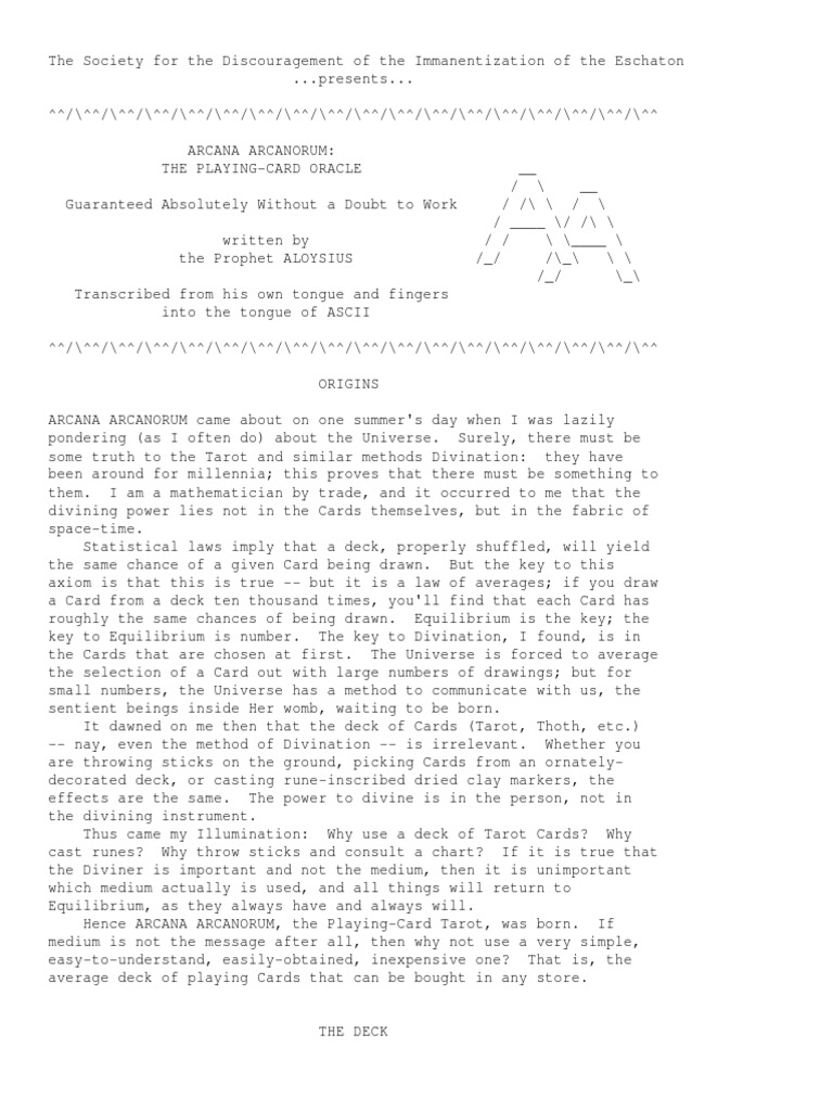 Arcana Arcanorum | PDF | Playing Cards | Tarot