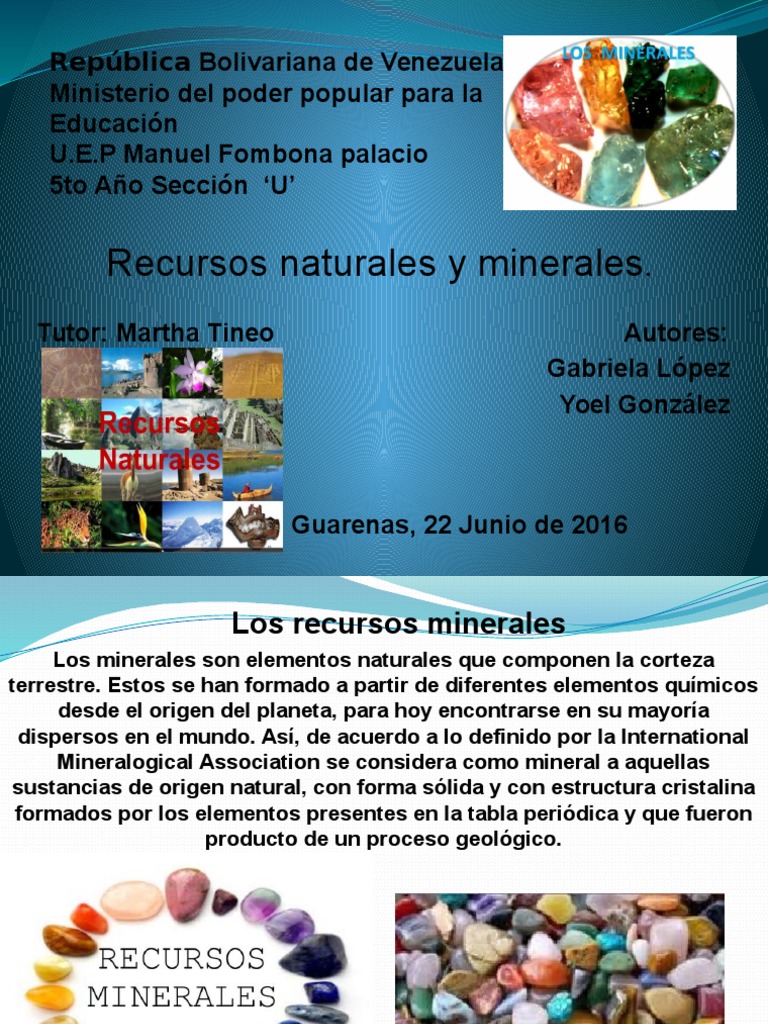 Recursos Naturales y Minerales. | Minería | Minerales