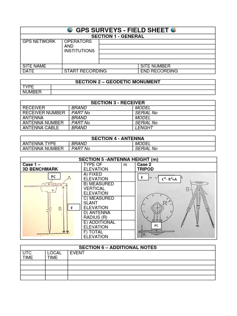 Gps Surveys - Field Sheet: Section 1 - General | PDF