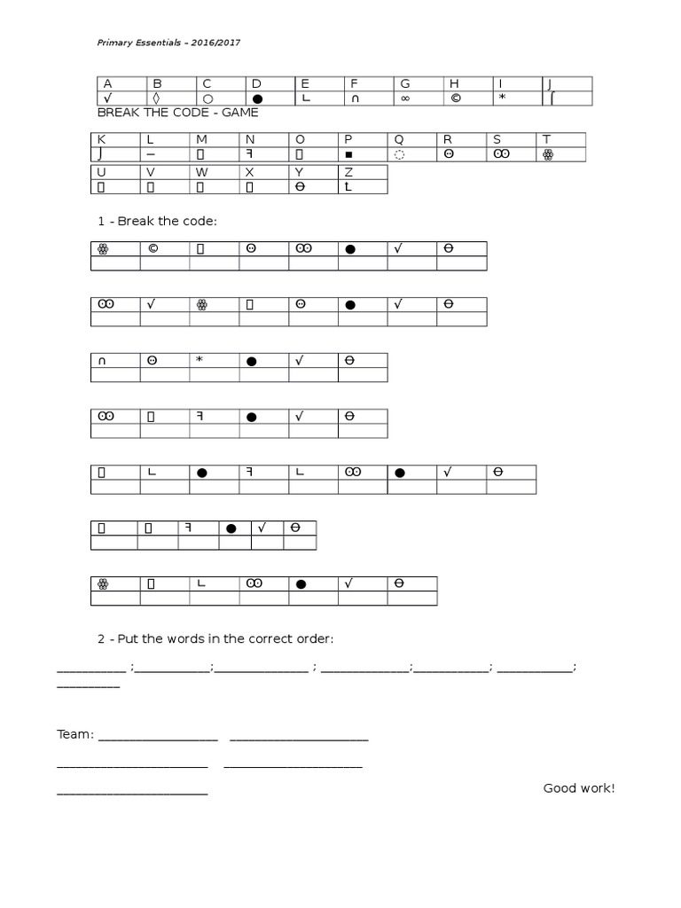 Break The Code Game | PDF