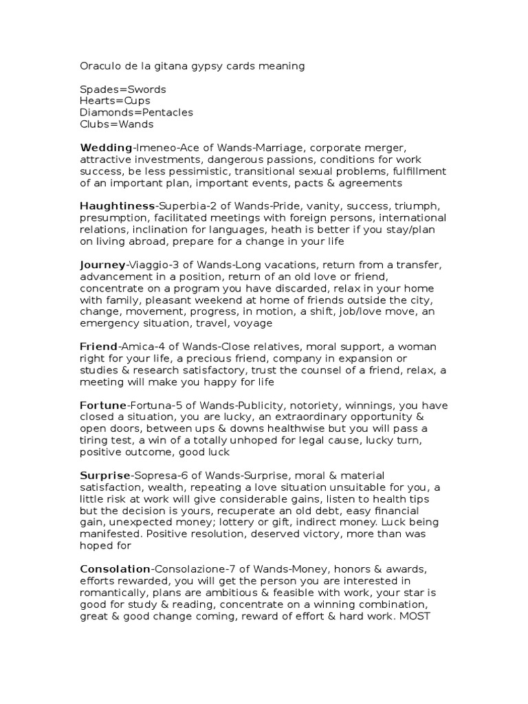 Oraculo de La Gitana Gypsy Cards | PDF | Deception