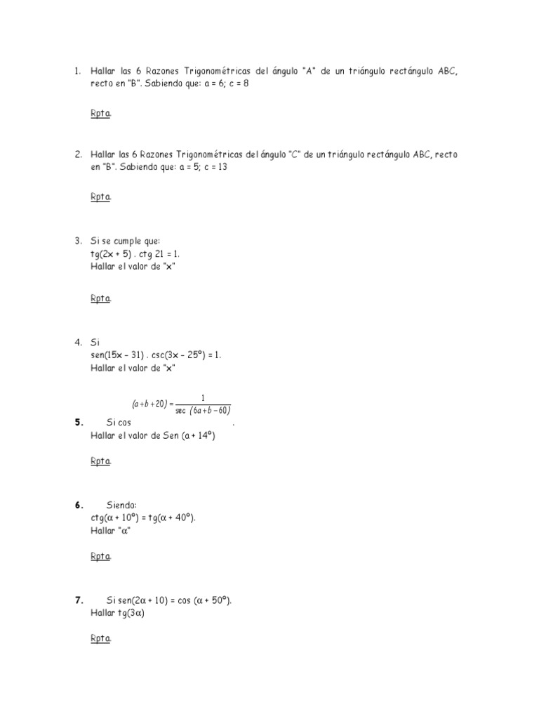 3 e Sec Trigo | PDF | Formas geométricas | Geometria clasica