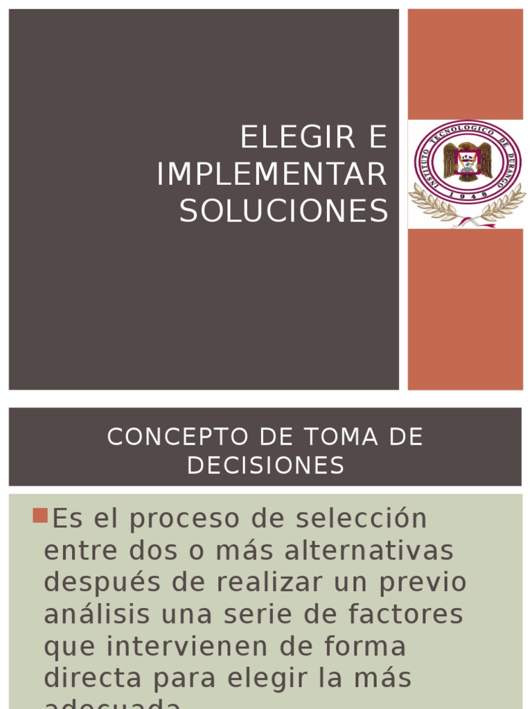 Elegir e Implementar Soluciones | PDF