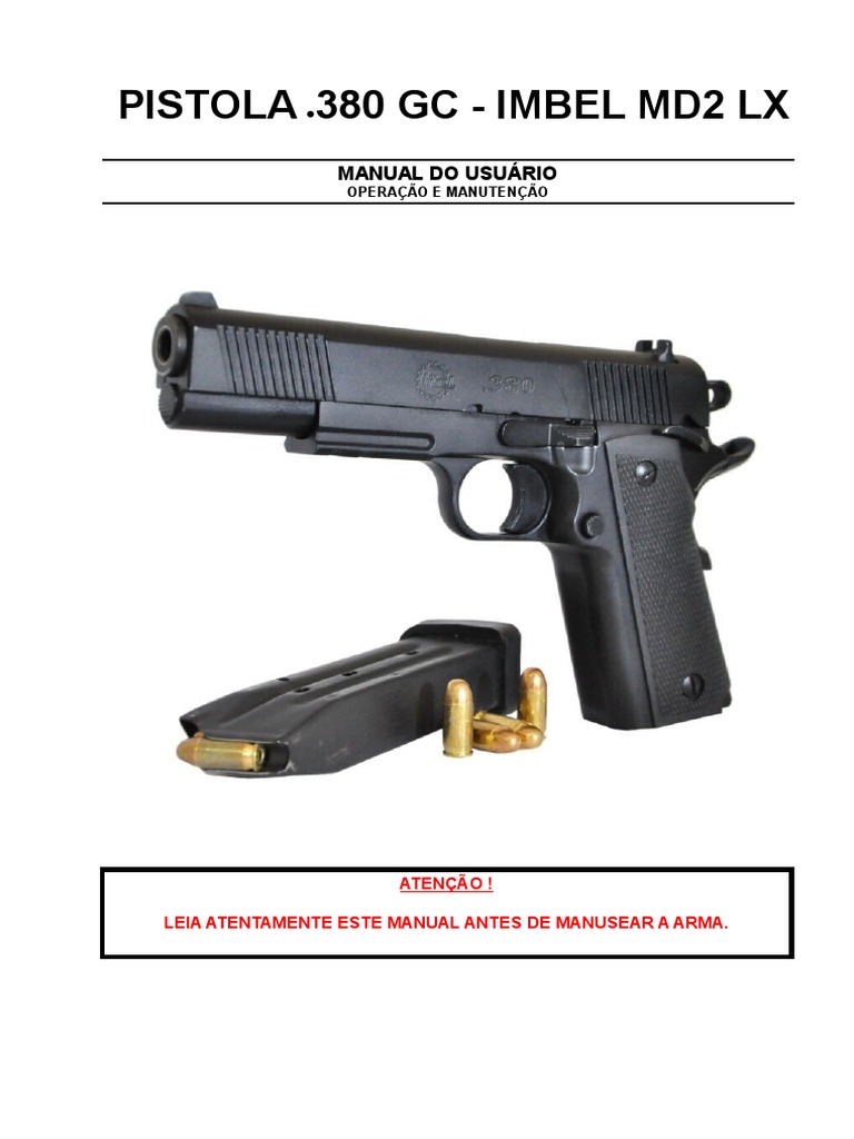 Manual Pistola IMBEL MD2 LX | PDF | Munição | Carregador (armas de fogo)
