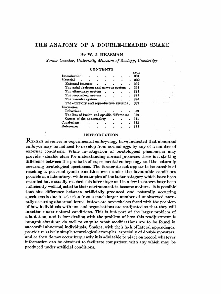 The Anatomy of A Double-Headed Snake PDF | PDF | Circulatory System ...