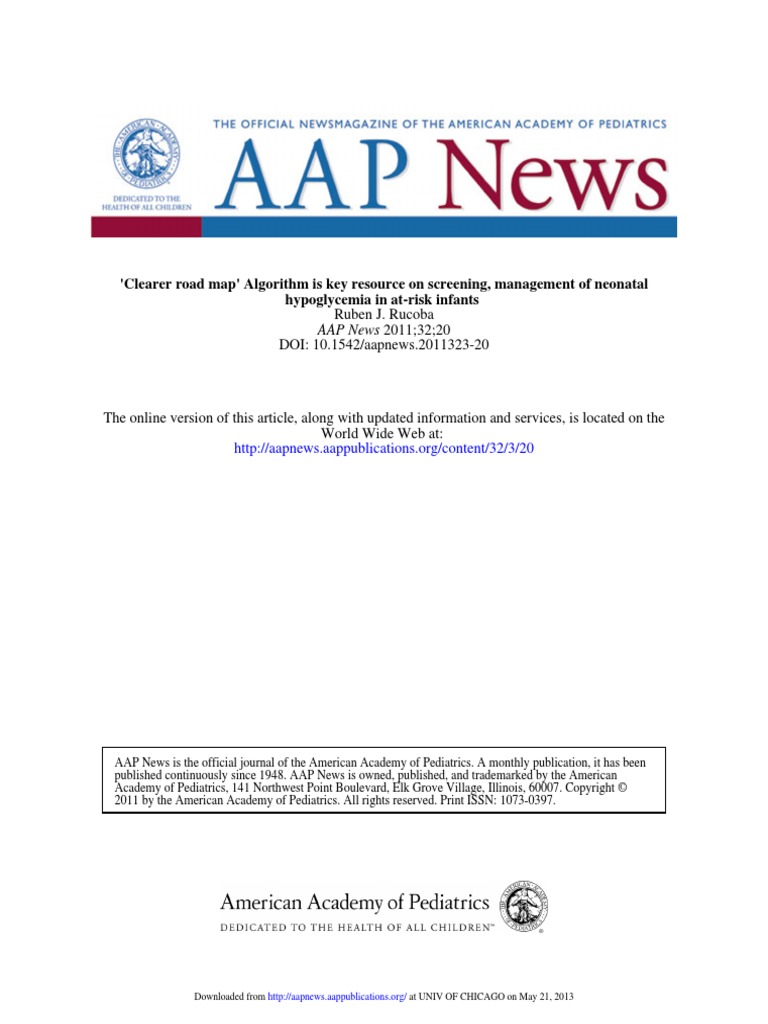 AAP Algorithm in Neonatal Hypoglycemia PDF | PDF | Hypoglycemia | Blood ...