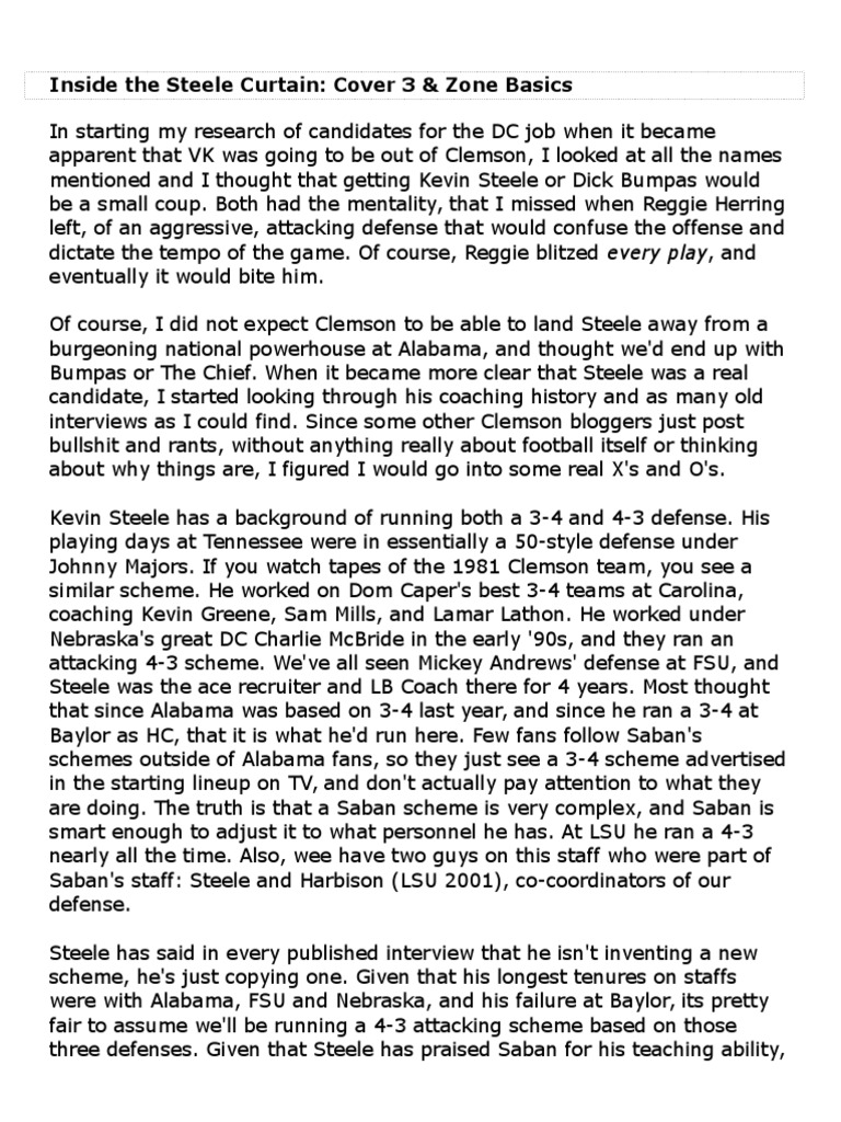 Cover 3 & Zone Basics | PDF | Gridiron Football | Football Codes