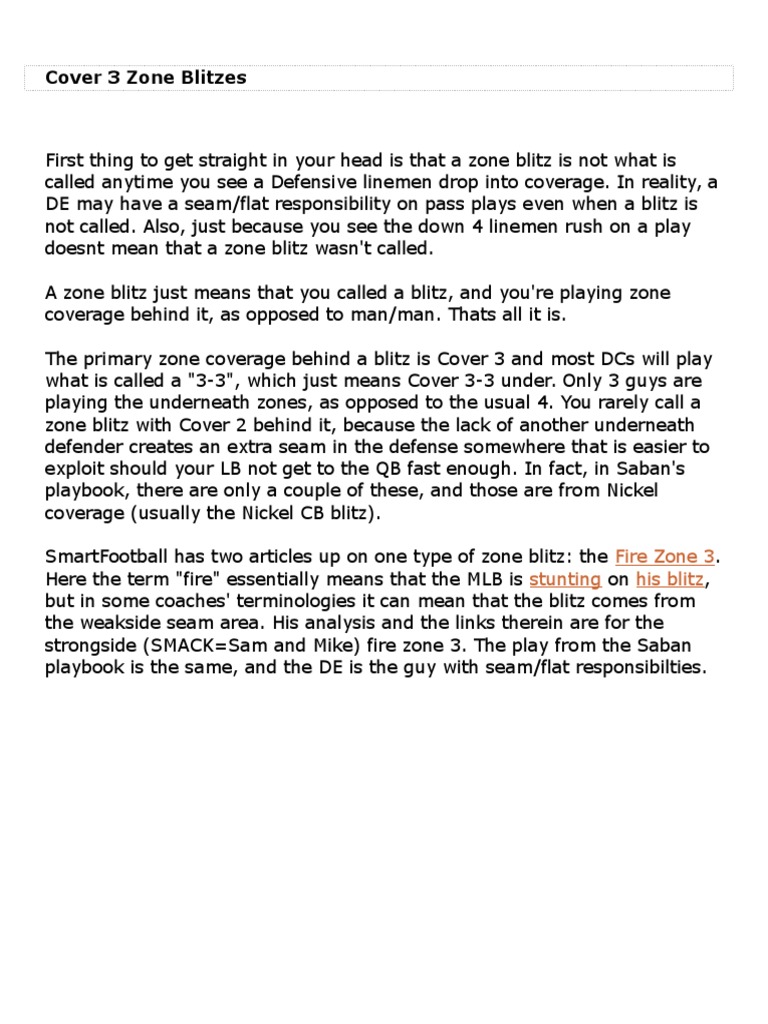 An In-Depth Explanation of Cover 3 Zone Blitz Concepts and Terminology ...