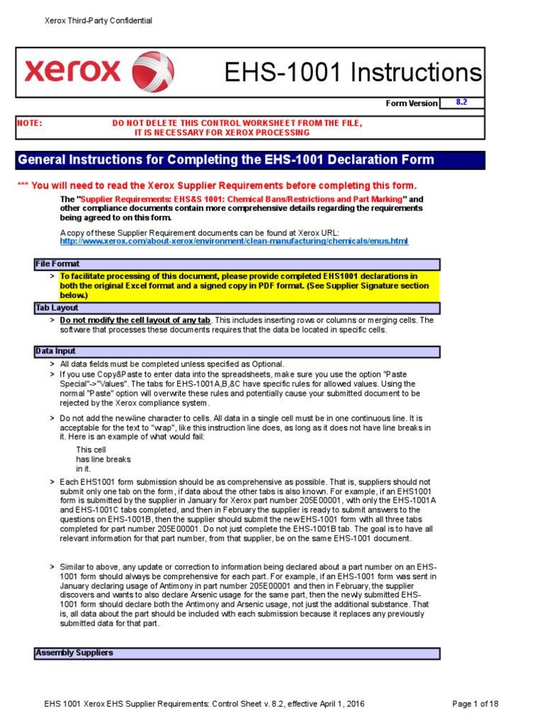 EHS 1001 Compliance Forms | PDF | File Format | Chemical Substances