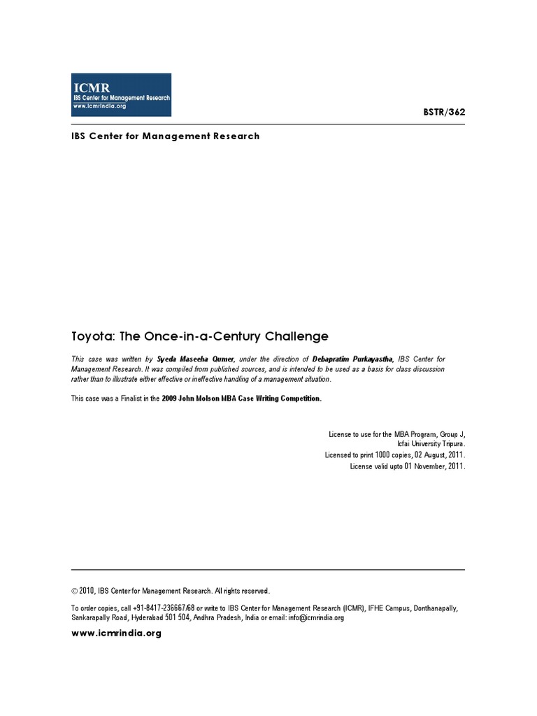 Toyota Case Study Pdf Toyota Hybrid Electric Vehicle