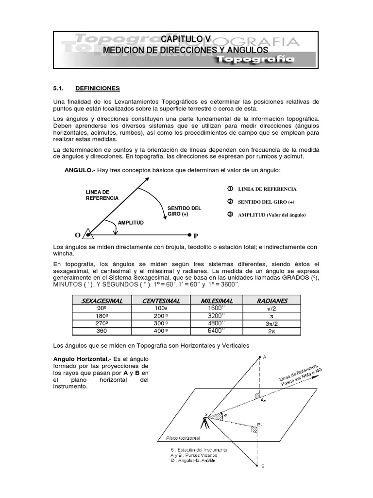 Cap V Medida de Angulos y Direcciones | PDF | Azimut | Brújula