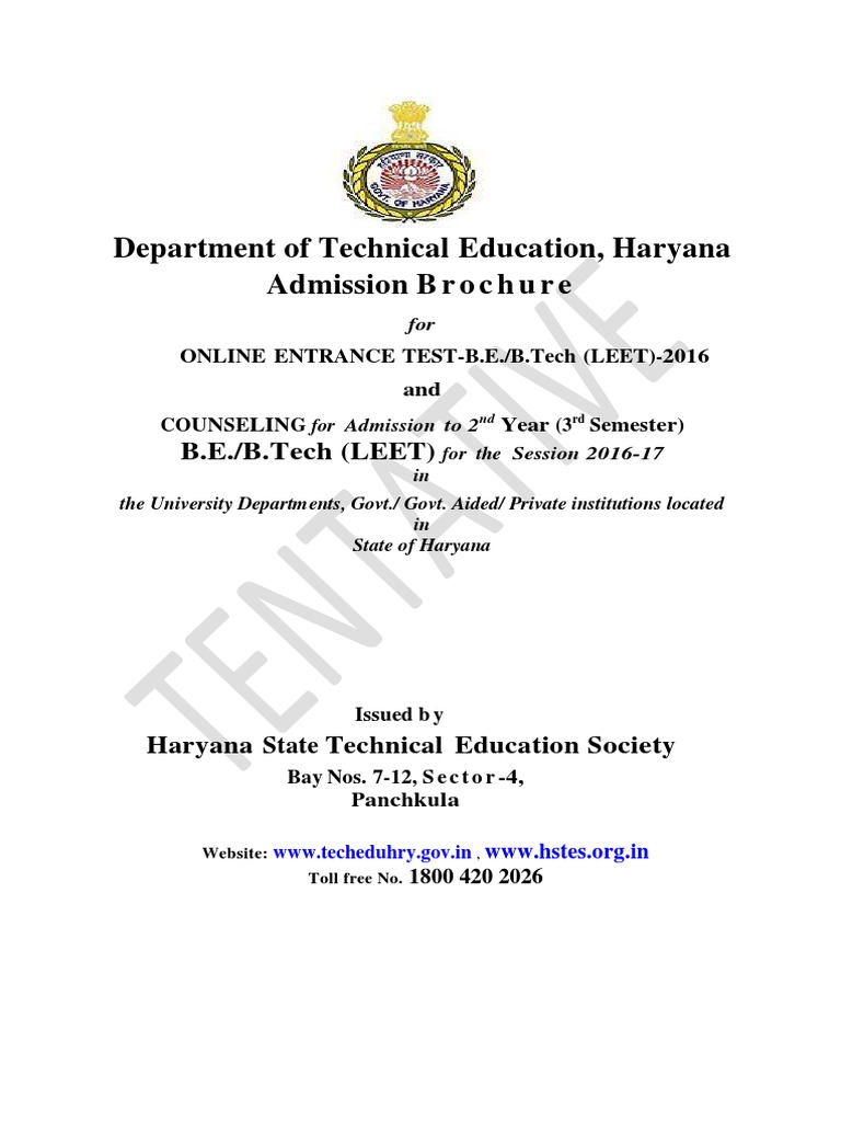 B.tech-LEET Brochure 2016-17 Final Without Highlight | PDF | University ...