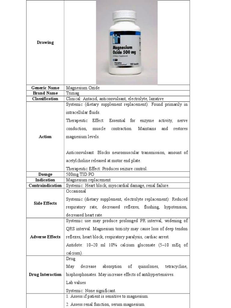 Magnesium Oxide (Antacid, Anti-Convulsant, Electrolyte, Laxative) | PDF