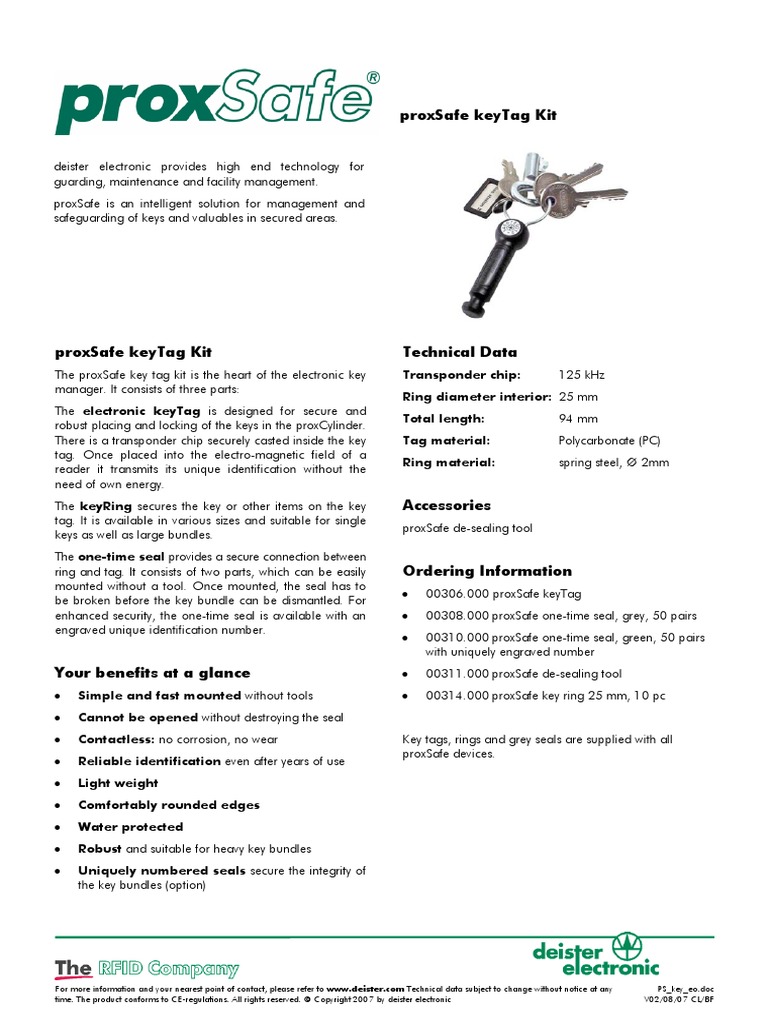 Key Tag | PDF | Radio Frequency Identification | Security