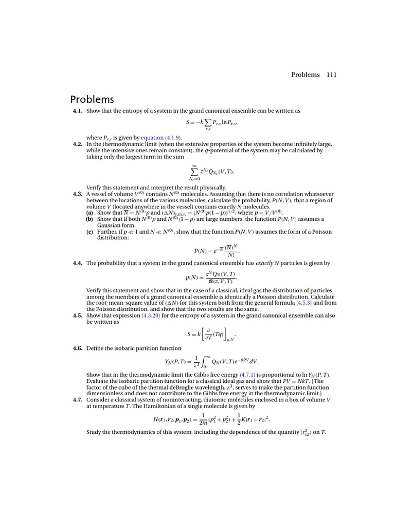 Problem Set 1 Pathria | PDF | Adsorption | Applied Statistics